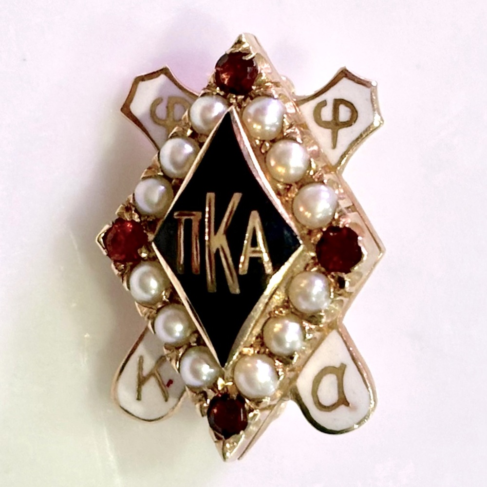 Vintage Gold Pi Kappa Alpha Fraternity Pin With Rubie… - Gem